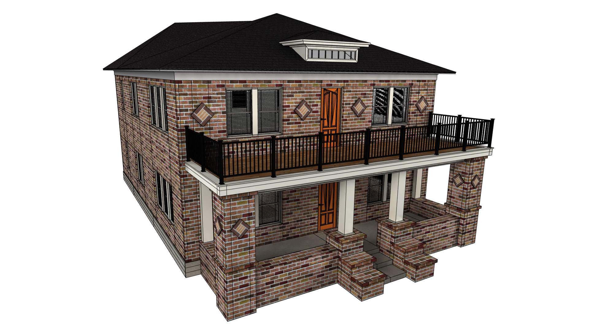 1970's Brick House 3D Model - TurboSquid 2269961