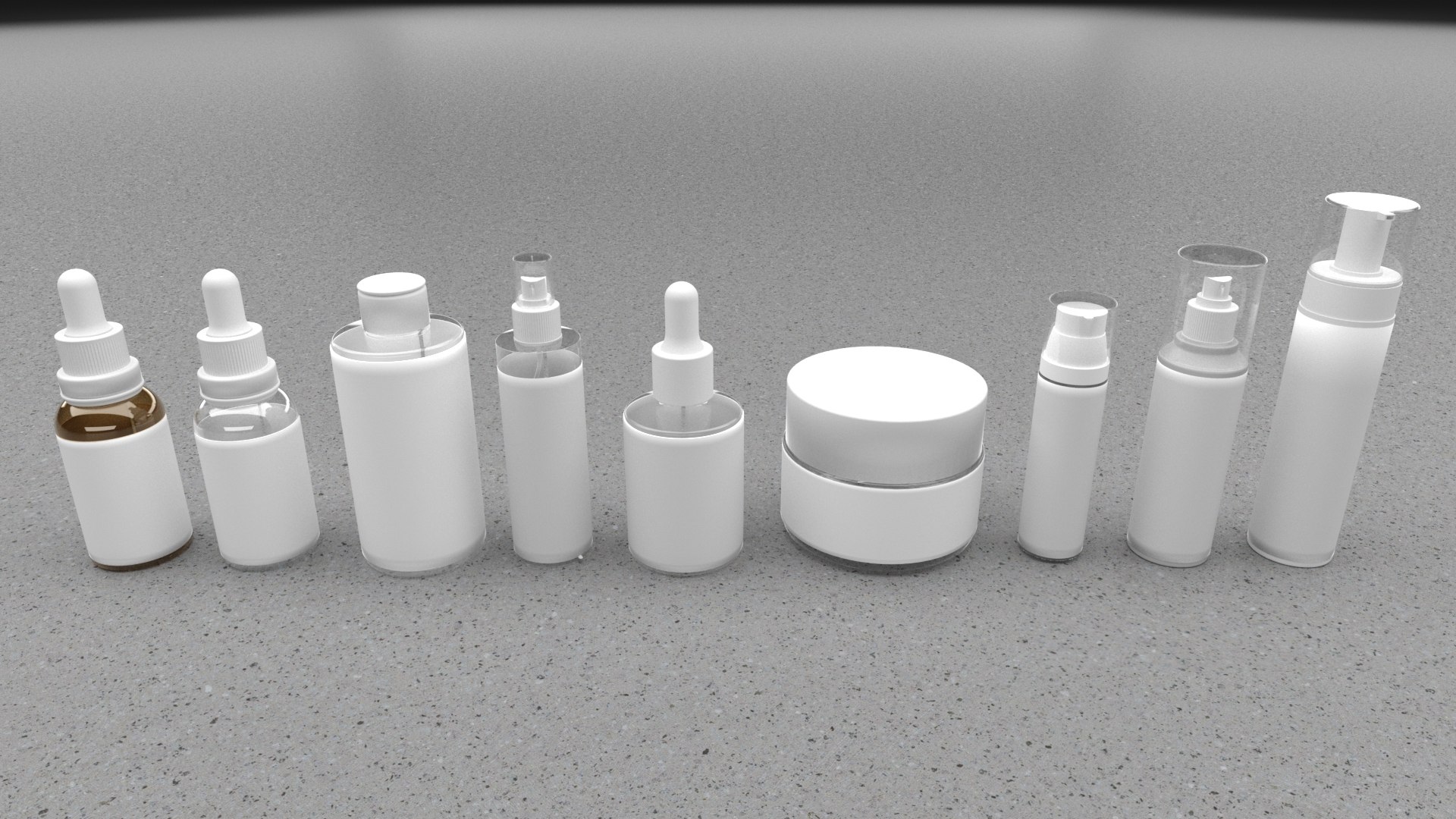 Cosmetic Bottle And Tube Set 3D - TurboSquid 2027152