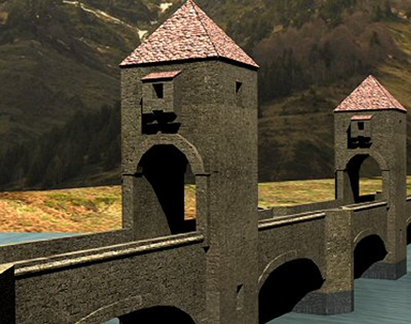 3d model medieval bridge