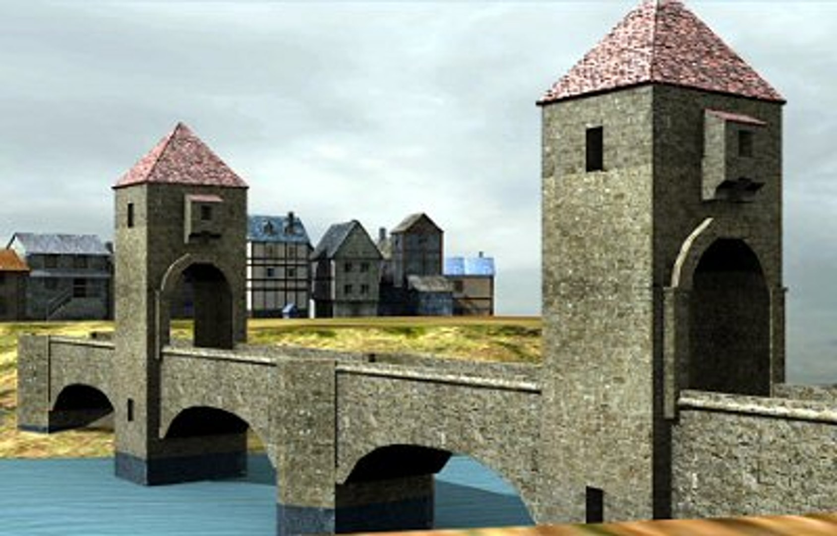 3d model medieval bridge
