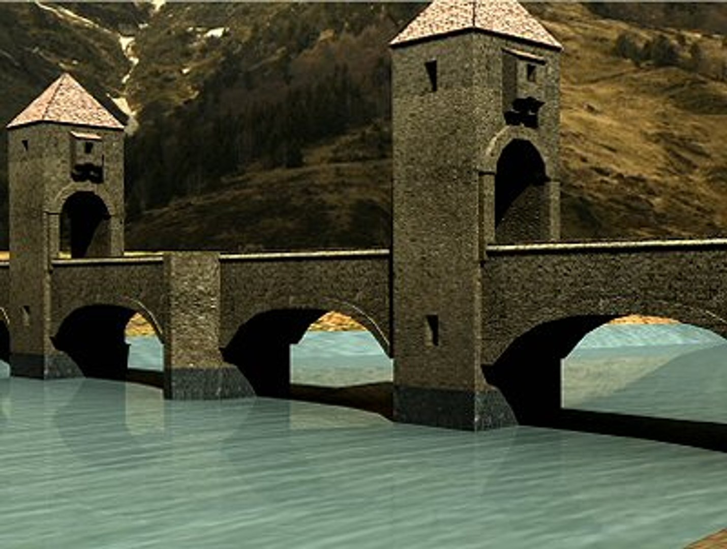 3d model medieval bridge