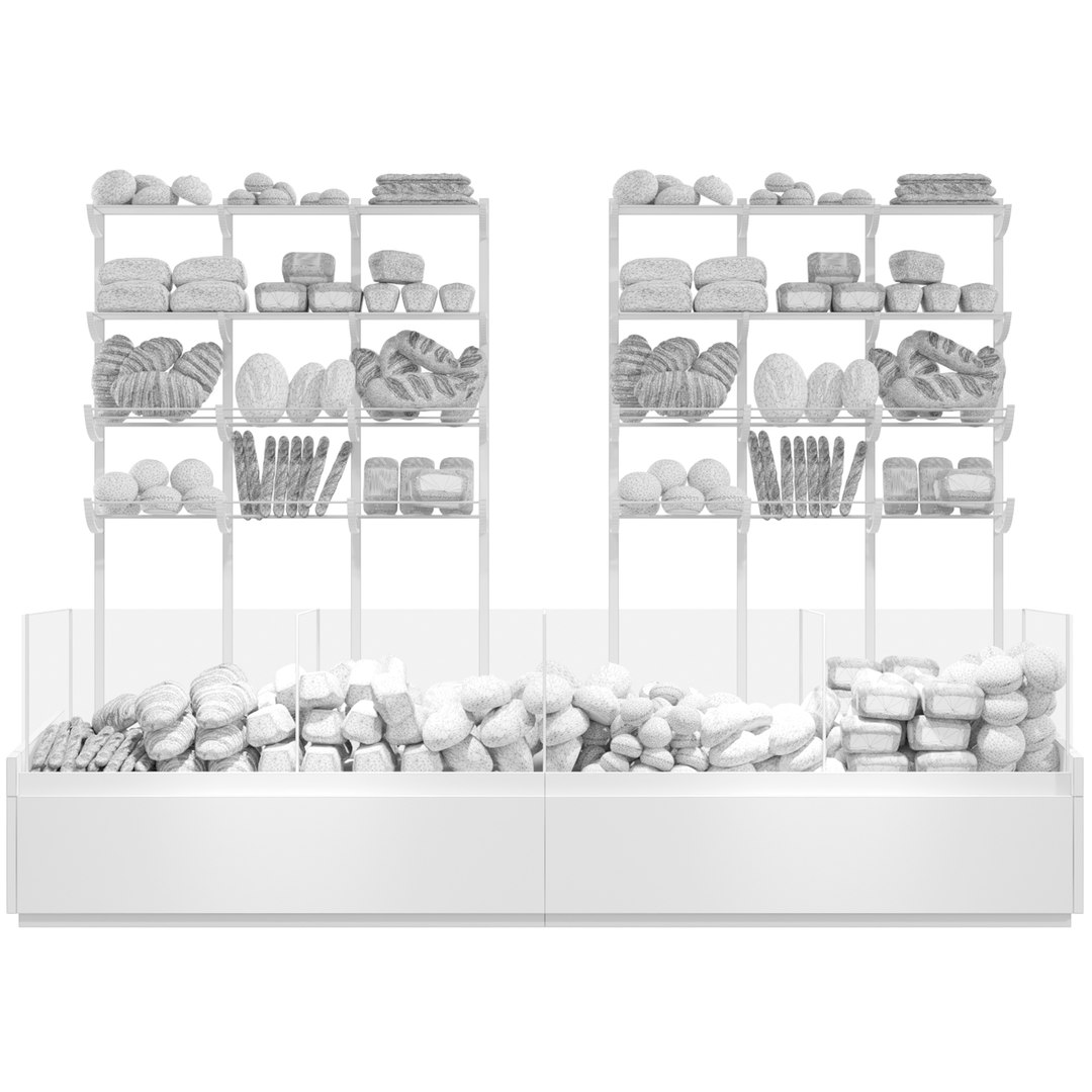 3D model Showcase in a bakery with fresh bread - TurboSquid 1982888