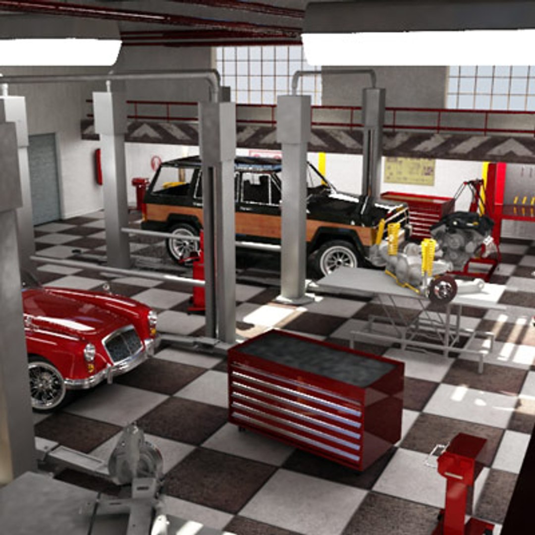 3d Automobile Service Station Model