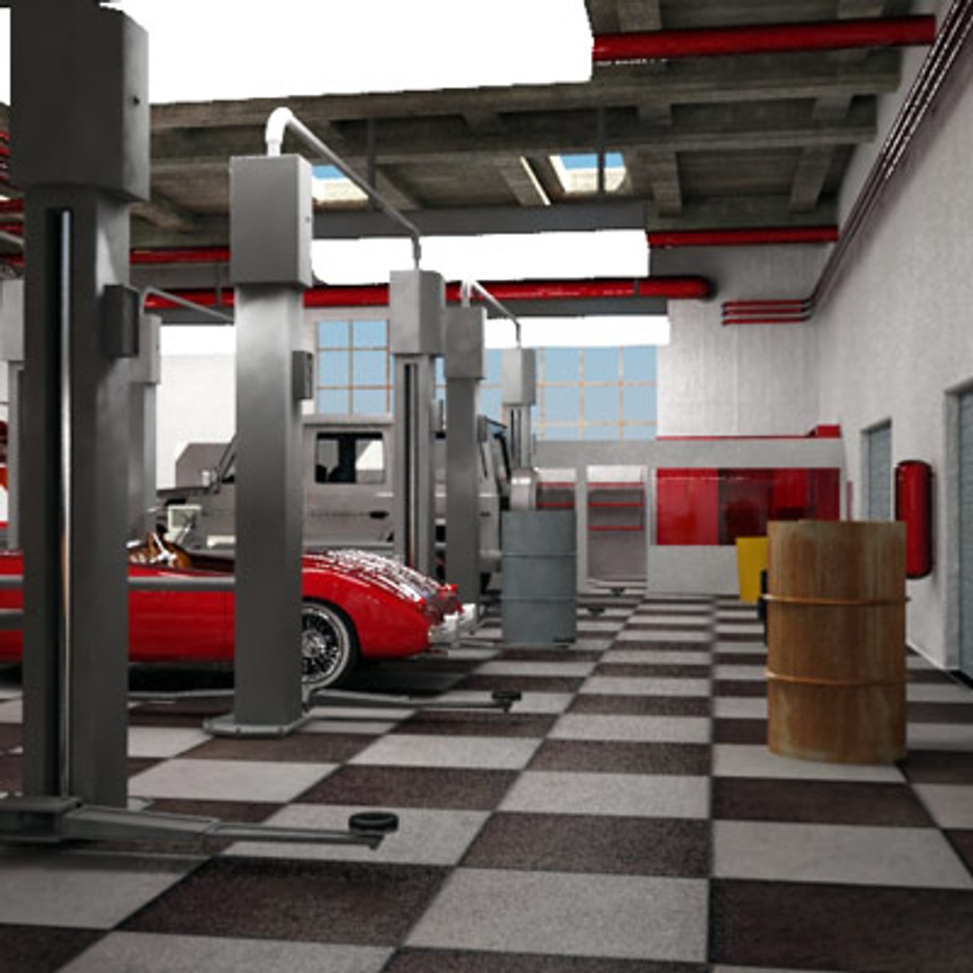 3d automobile service station model