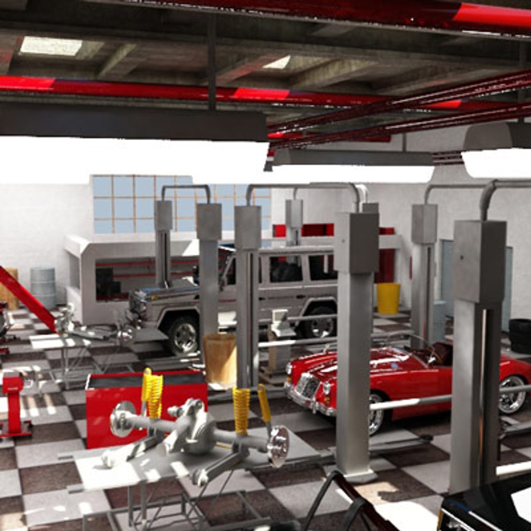 3d automobile service station model