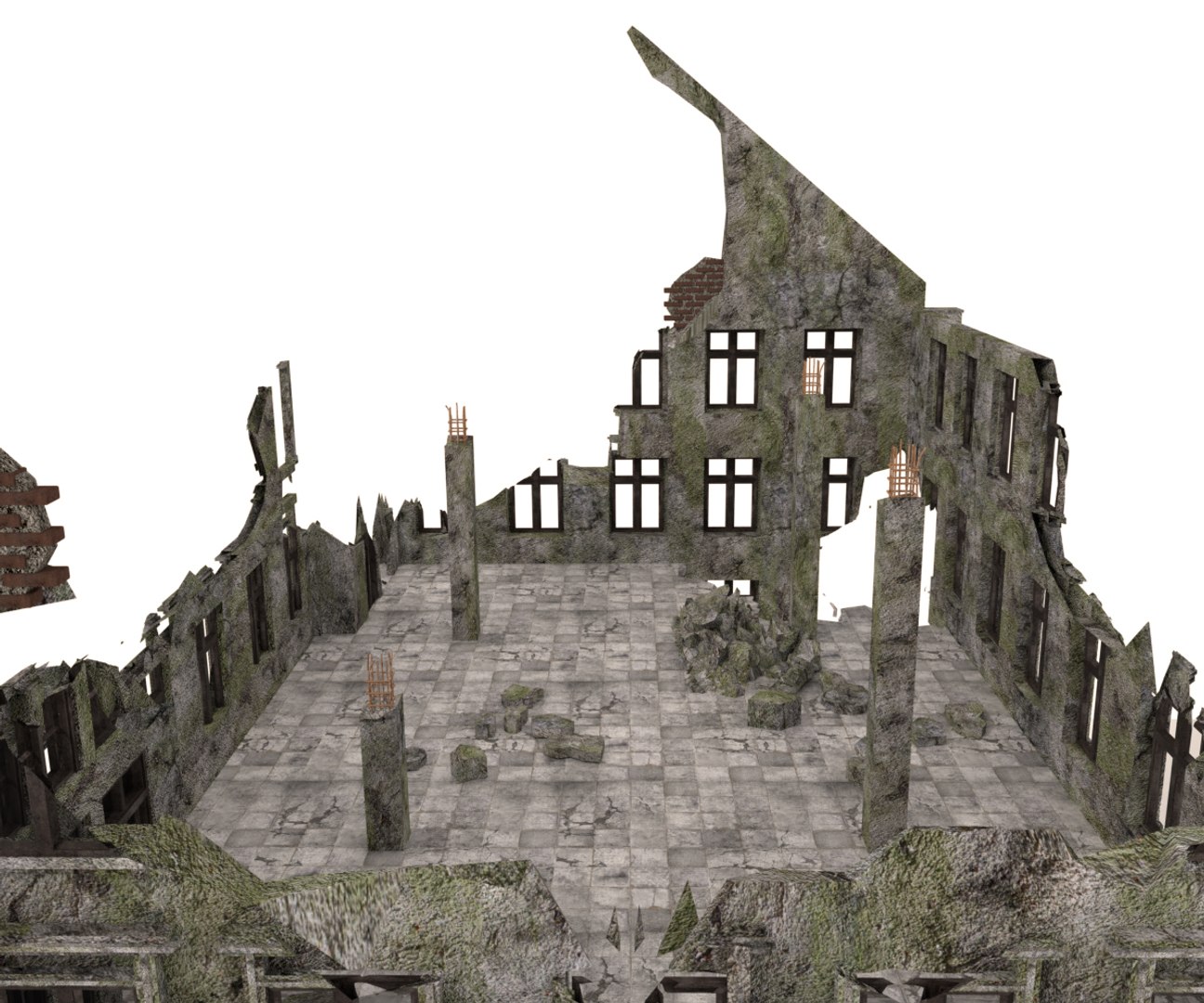 Ruined Apocalypse Building Architectural Model - TurboSquid 1382470