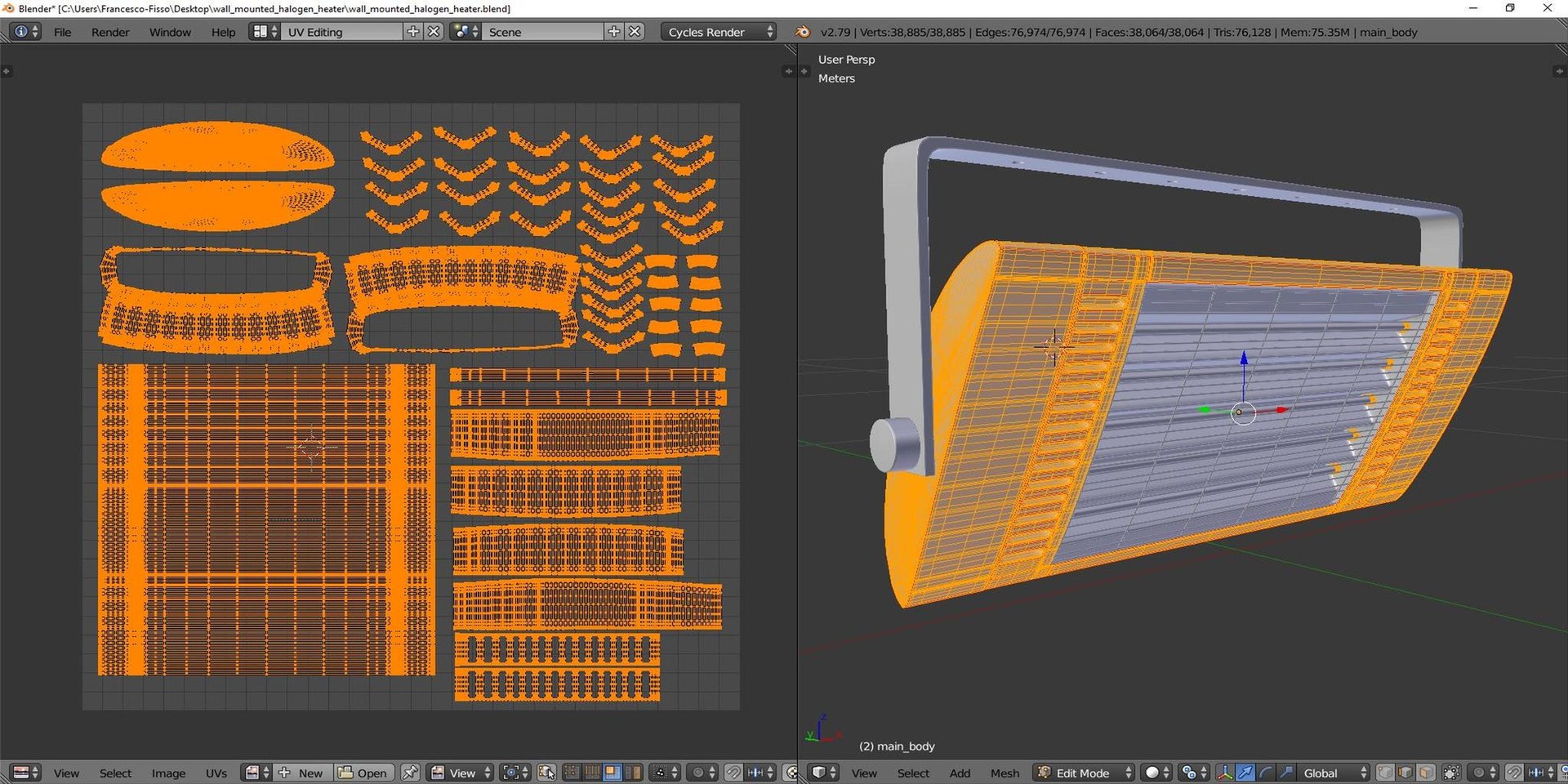 3D model wall mounted halogen heater - TurboSquid 1362693