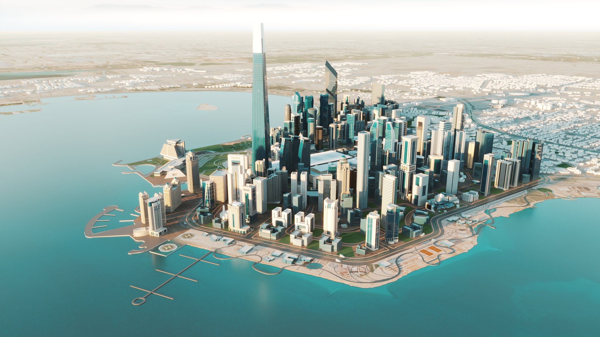 3D Model Doha City Qatar - TurboSquid 2091184