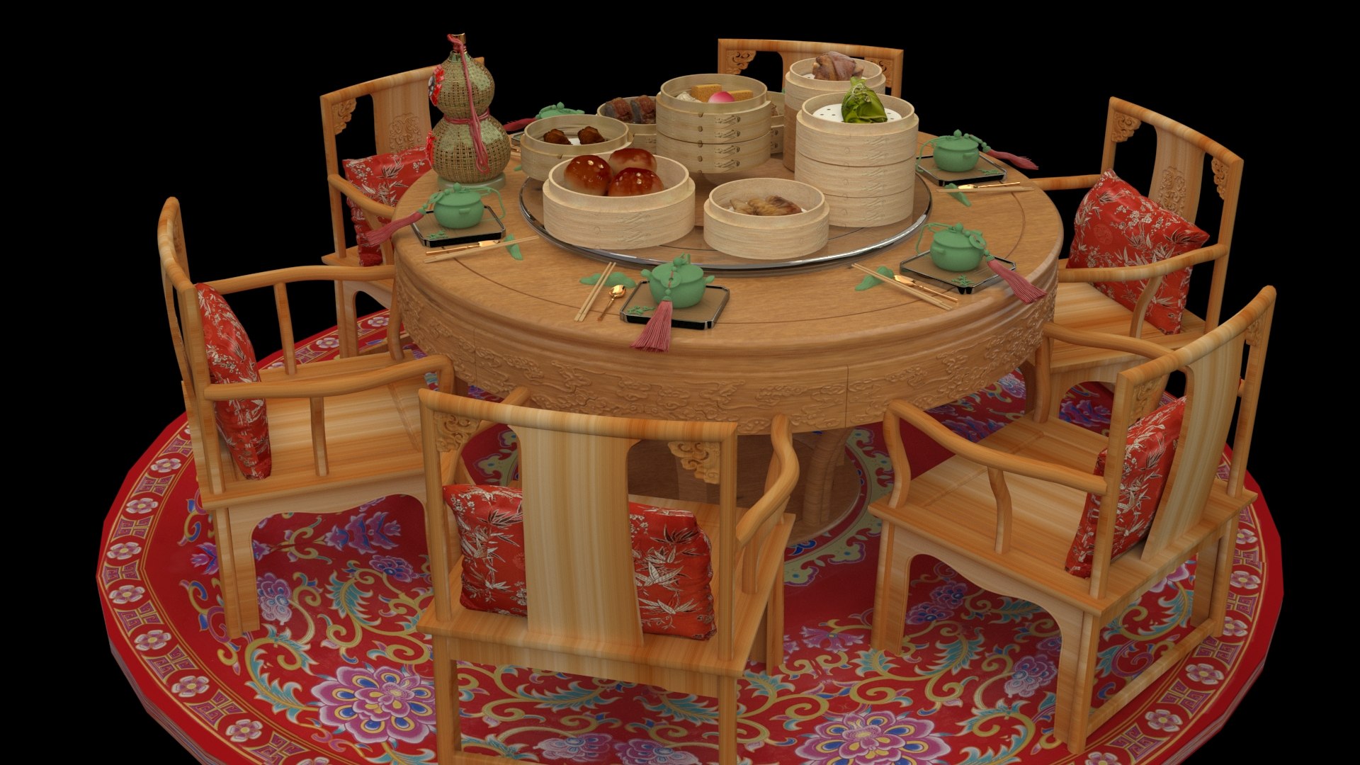 3D Chinese Dim Sum Table - TurboSquid 2290240