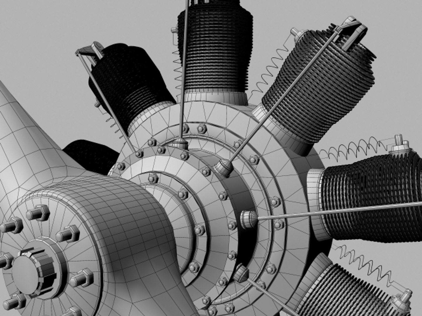 Gnome 9n Rotary Engine Obj