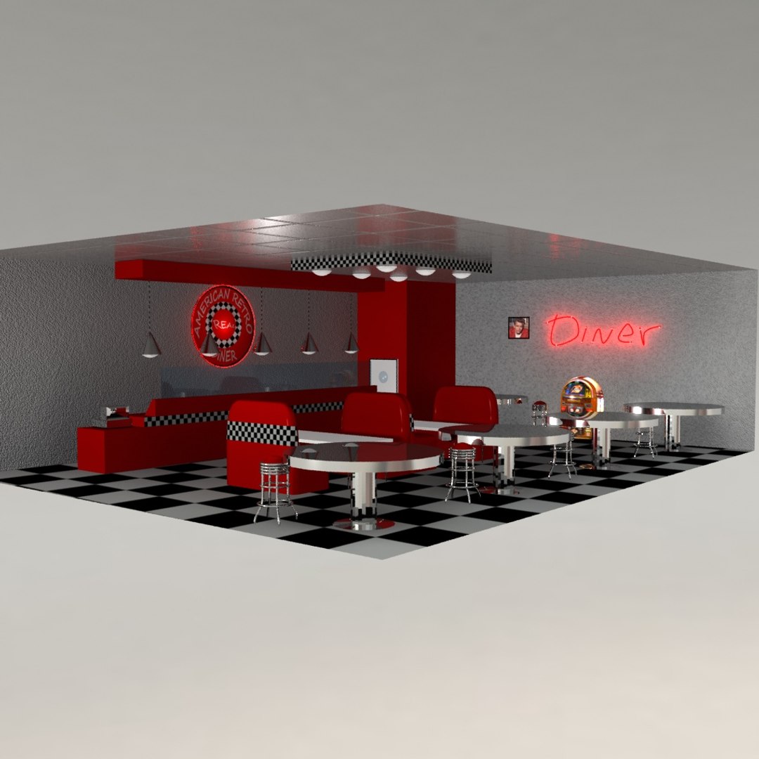 American Retro Diner Model - TurboSquid 1165537