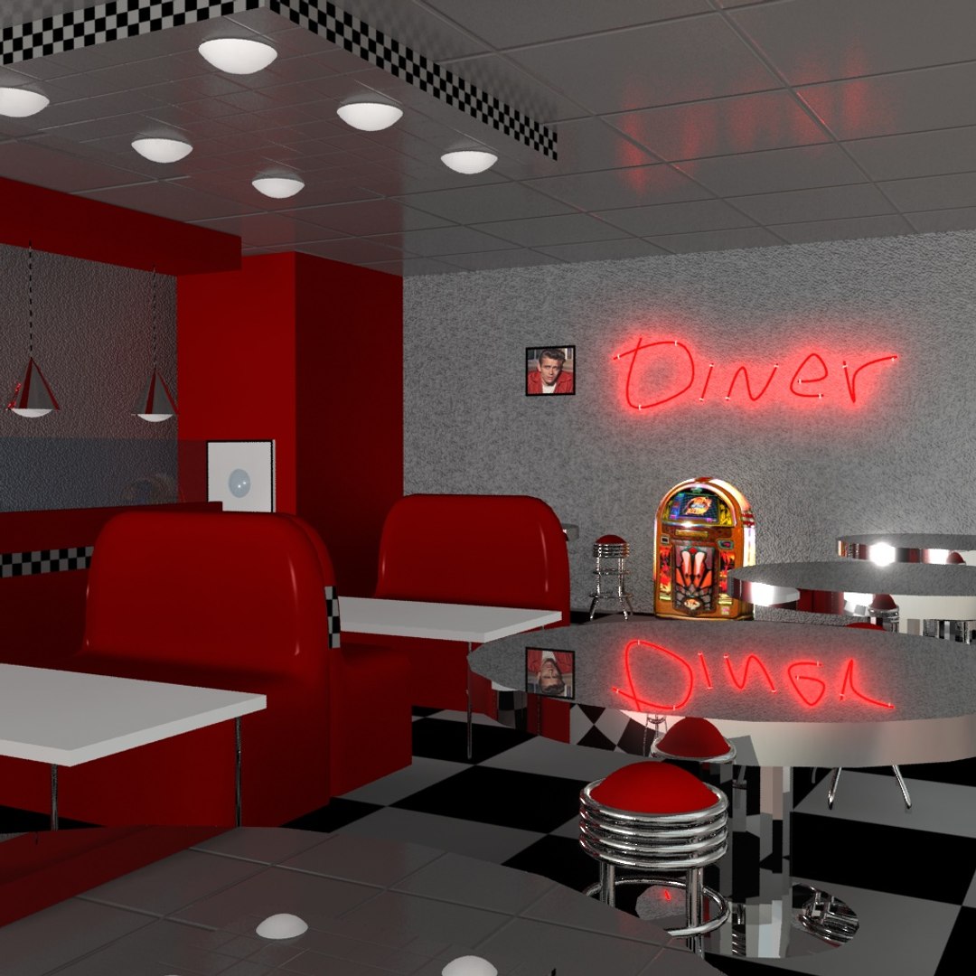 American Retro Diner Model - TurboSquid 1165537