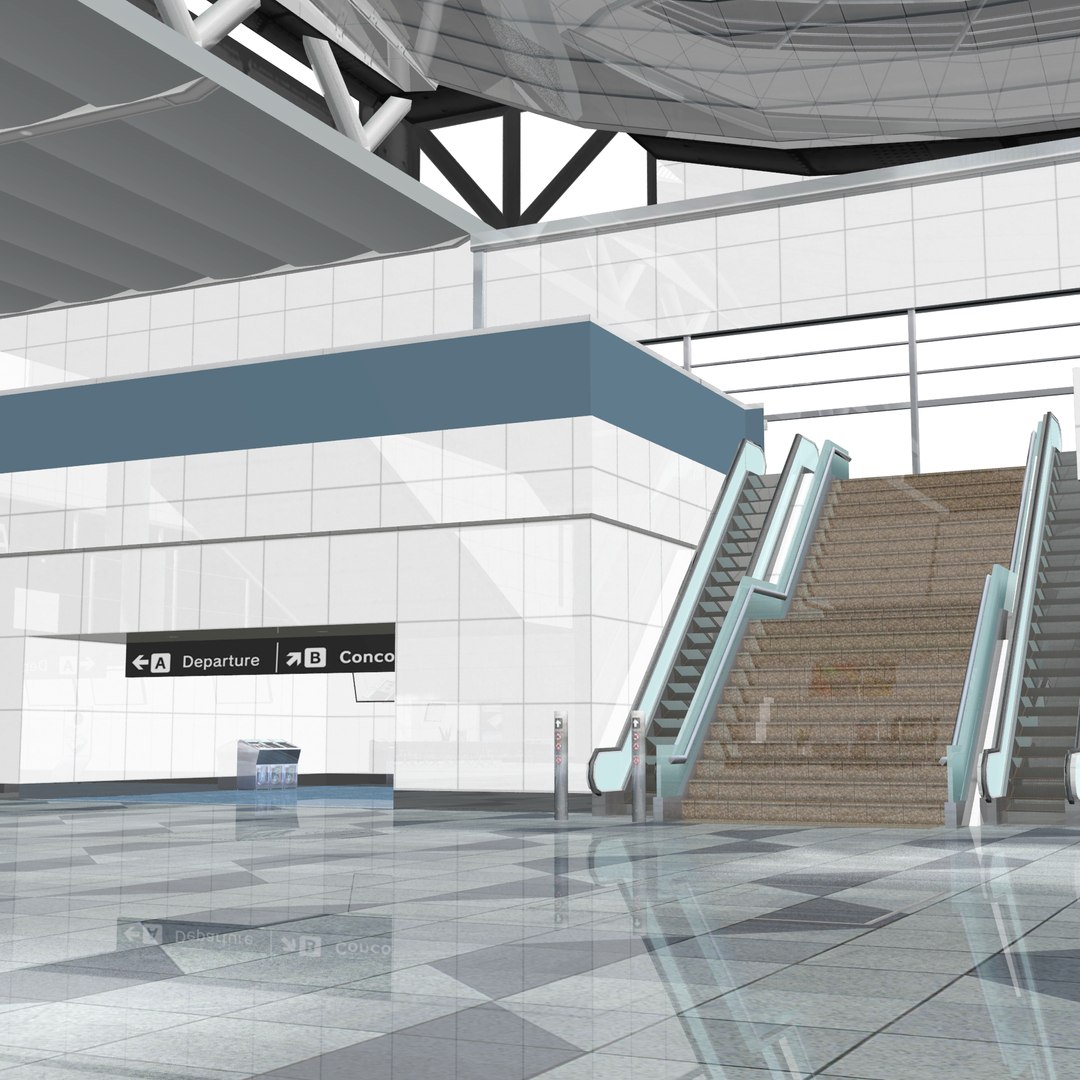 3D Model Airport Interior Hall 3d Model - TurboSquid 1823583