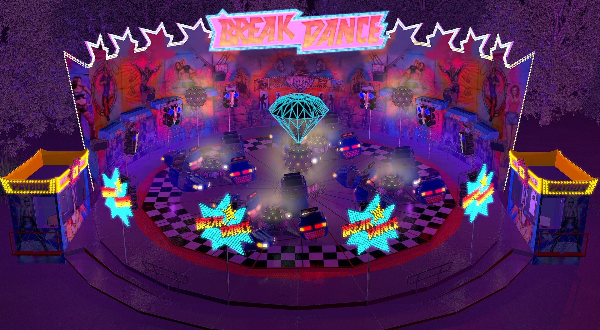 3D Break Dance Fun Fair High Quality Model - TurboSquid 2027654
