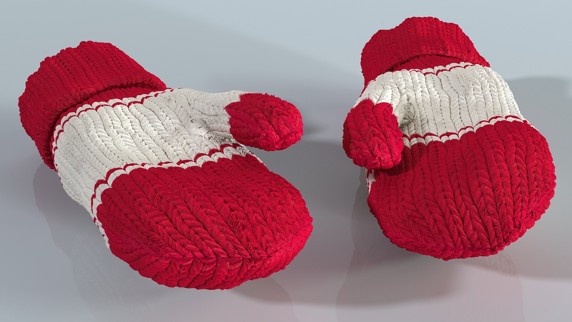 Pair red wool mittens 3D - TurboSquid 1566188