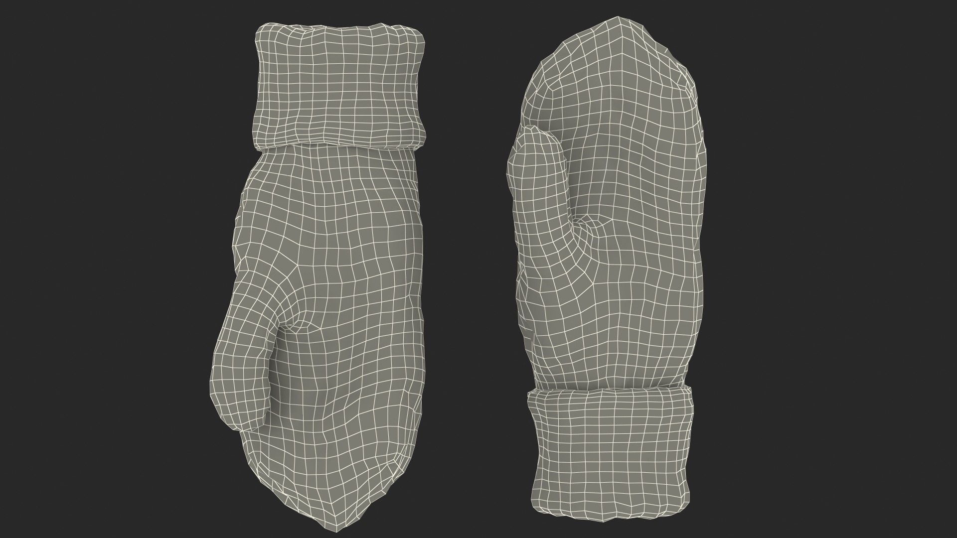 Pair red wool mittens 3D - TurboSquid 1566188