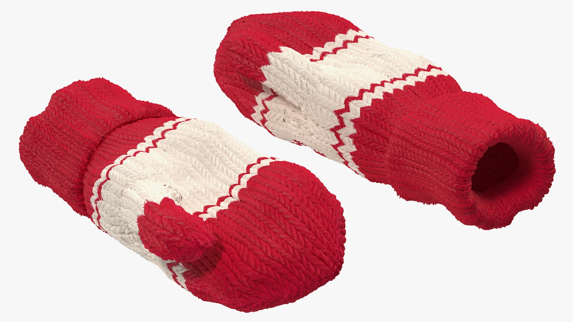 Pair red wool mittens 3D - TurboSquid 1566188