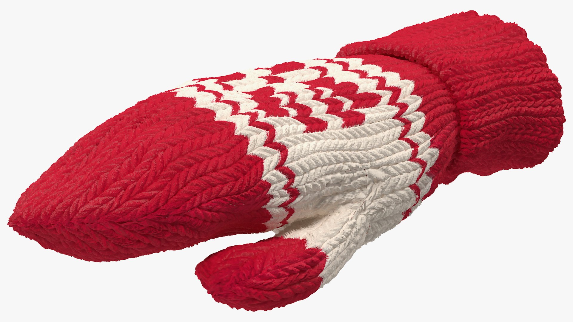 Pair red wool mittens 3D - TurboSquid 1566188
