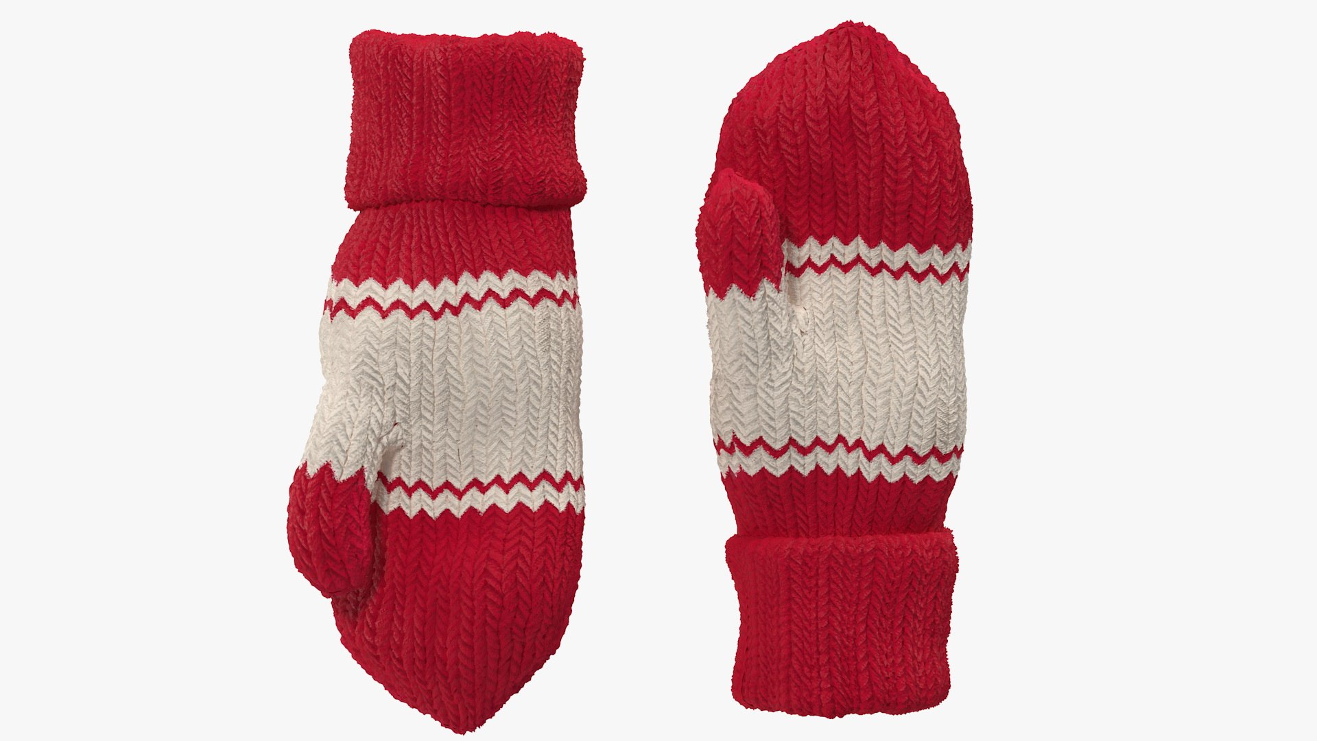 Pair red wool mittens 3D - TurboSquid 1566188