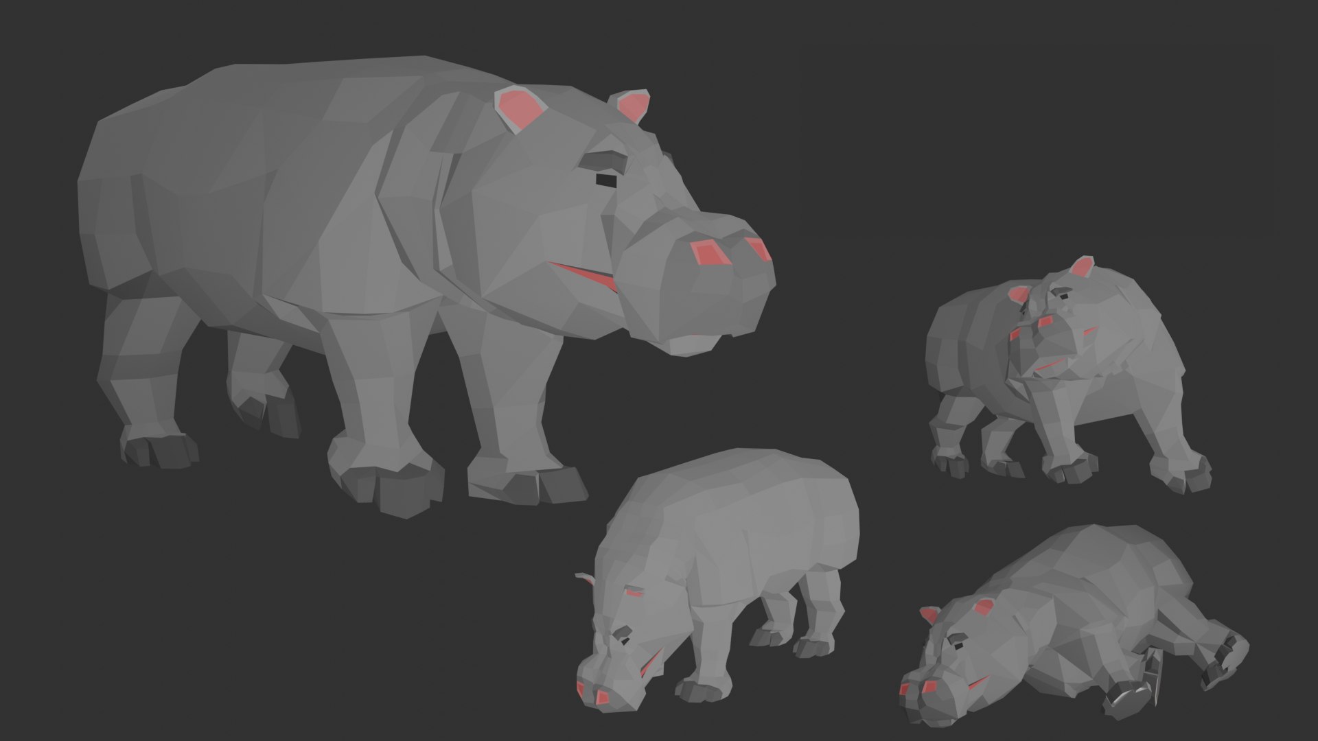 Free 3D model LOW POLY Hippo Gray - TurboSquid 2145246
