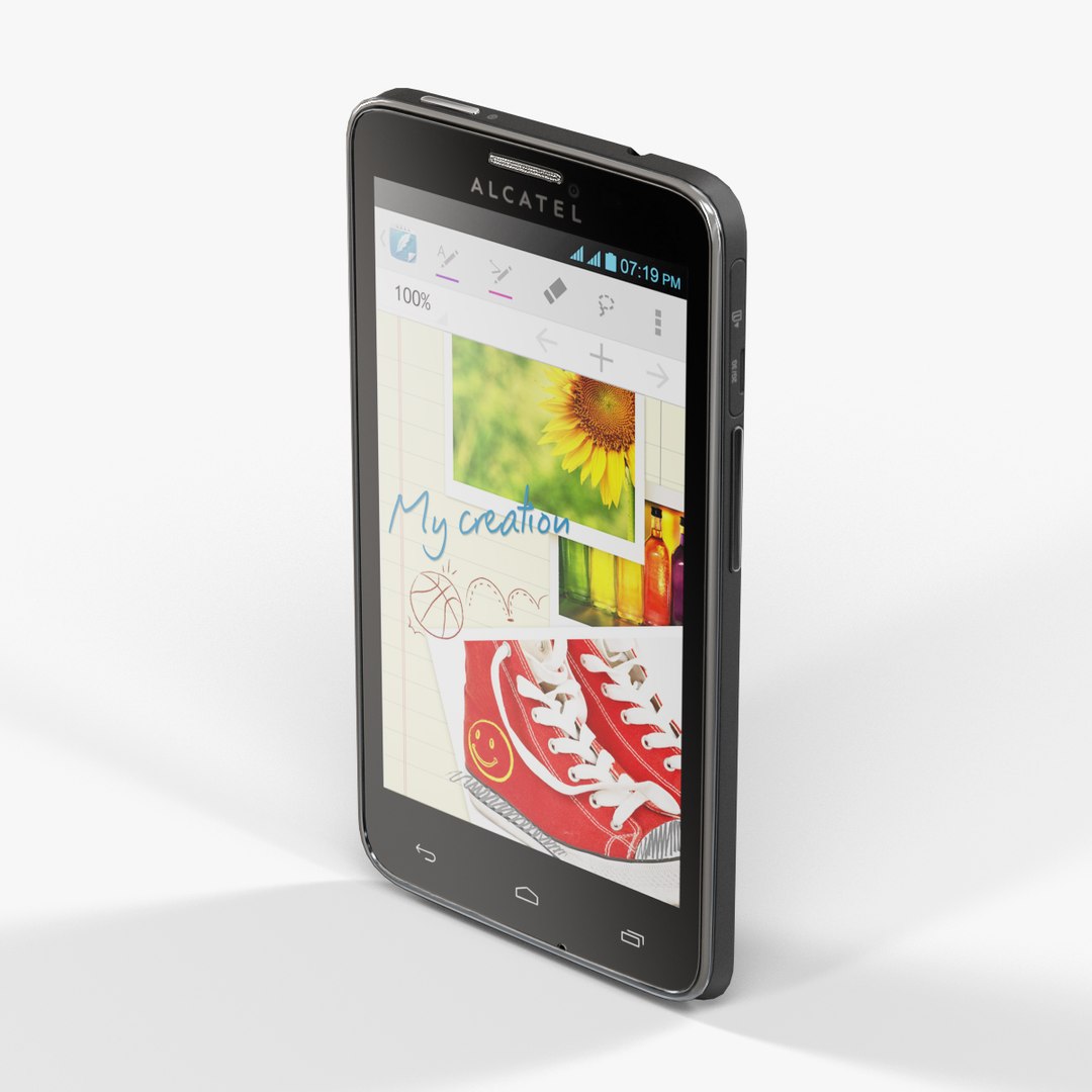 3d Low-poly Alcatel Touch 8000d Model