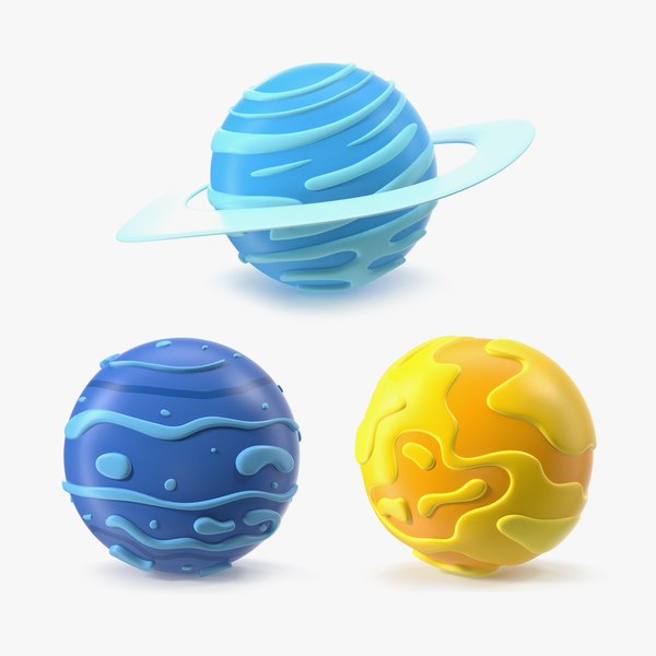 3d model cartoon planets toon