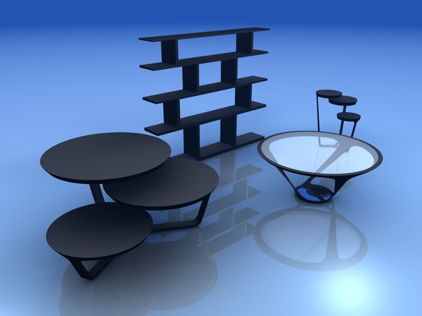 3d Model Set Tables Shelf