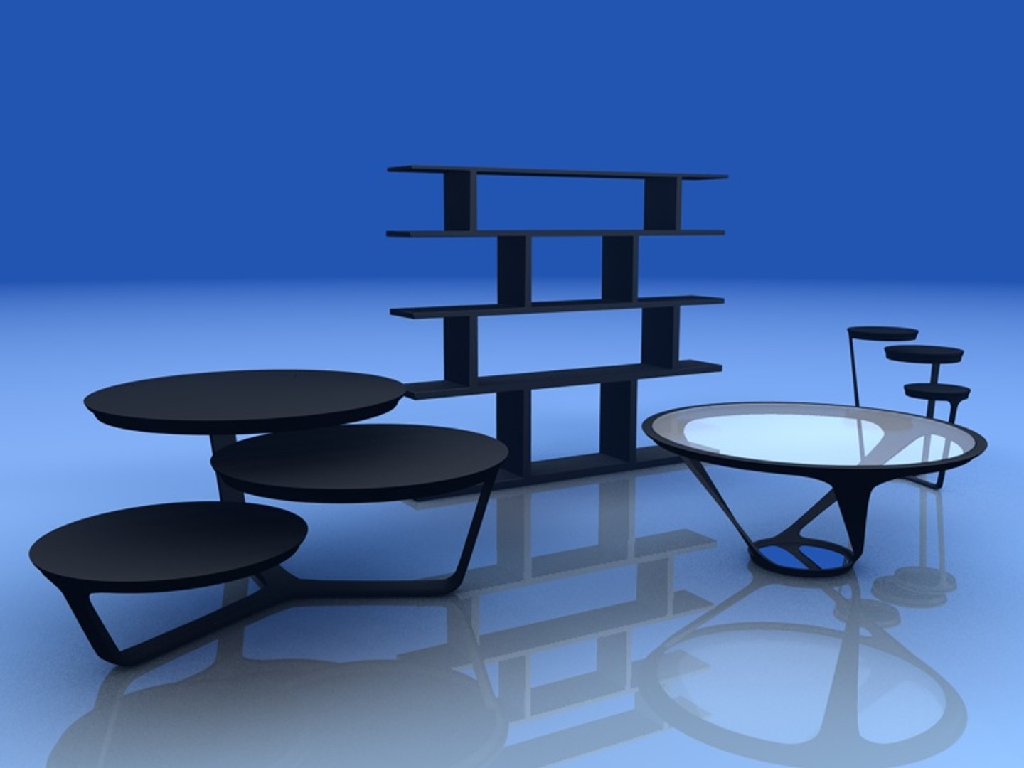 3d Model Set Tables Shelf