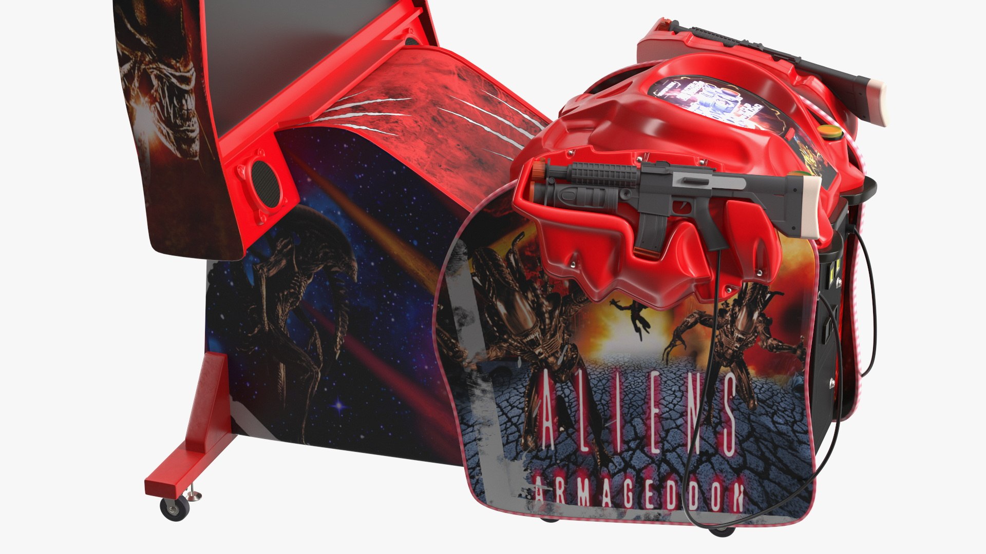 Arcade Game Machine Aliens Armageddon Off State Rigged 3D Model ...