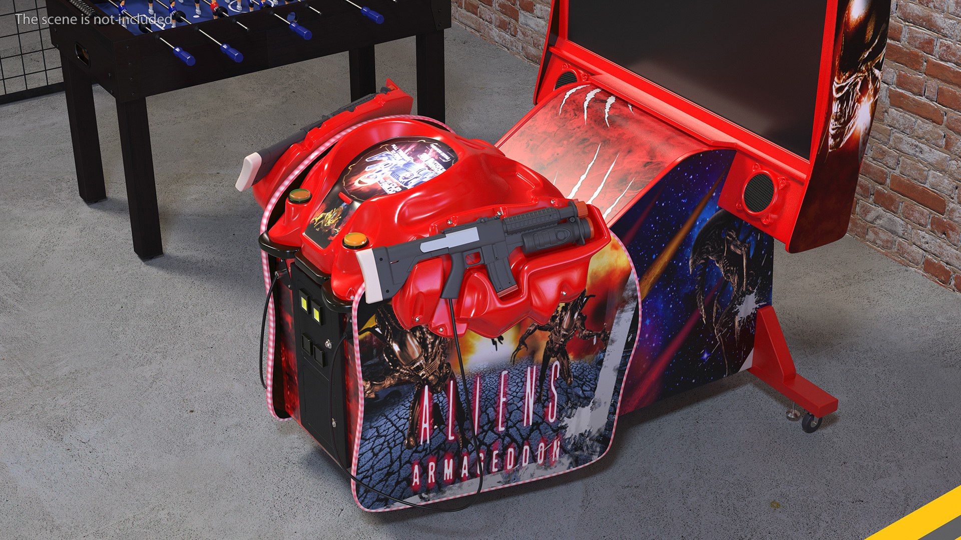 Arcade Game Machine Aliens Armageddon Off State Rigged 3D Model ...