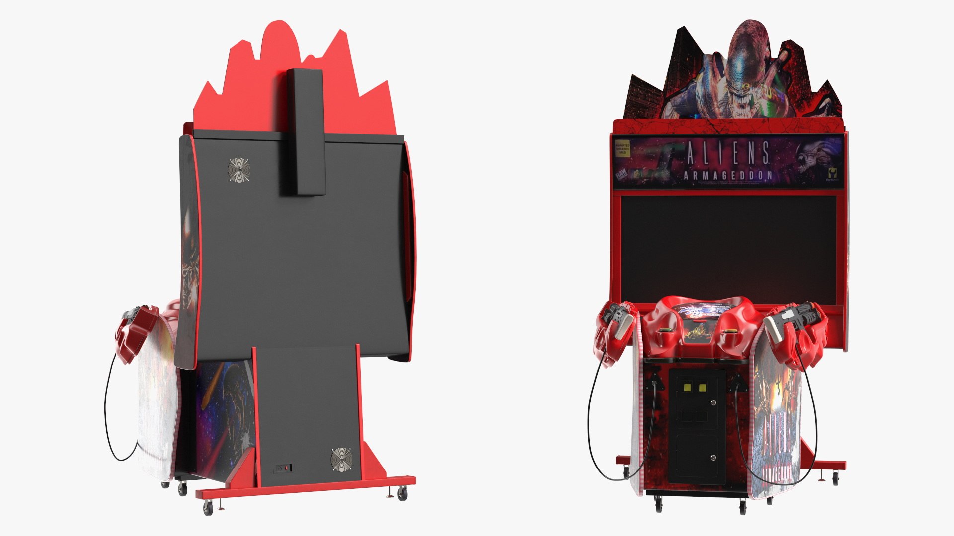 Arcade Game Machine Aliens Armageddon Off State Rigged 3D Model ...
