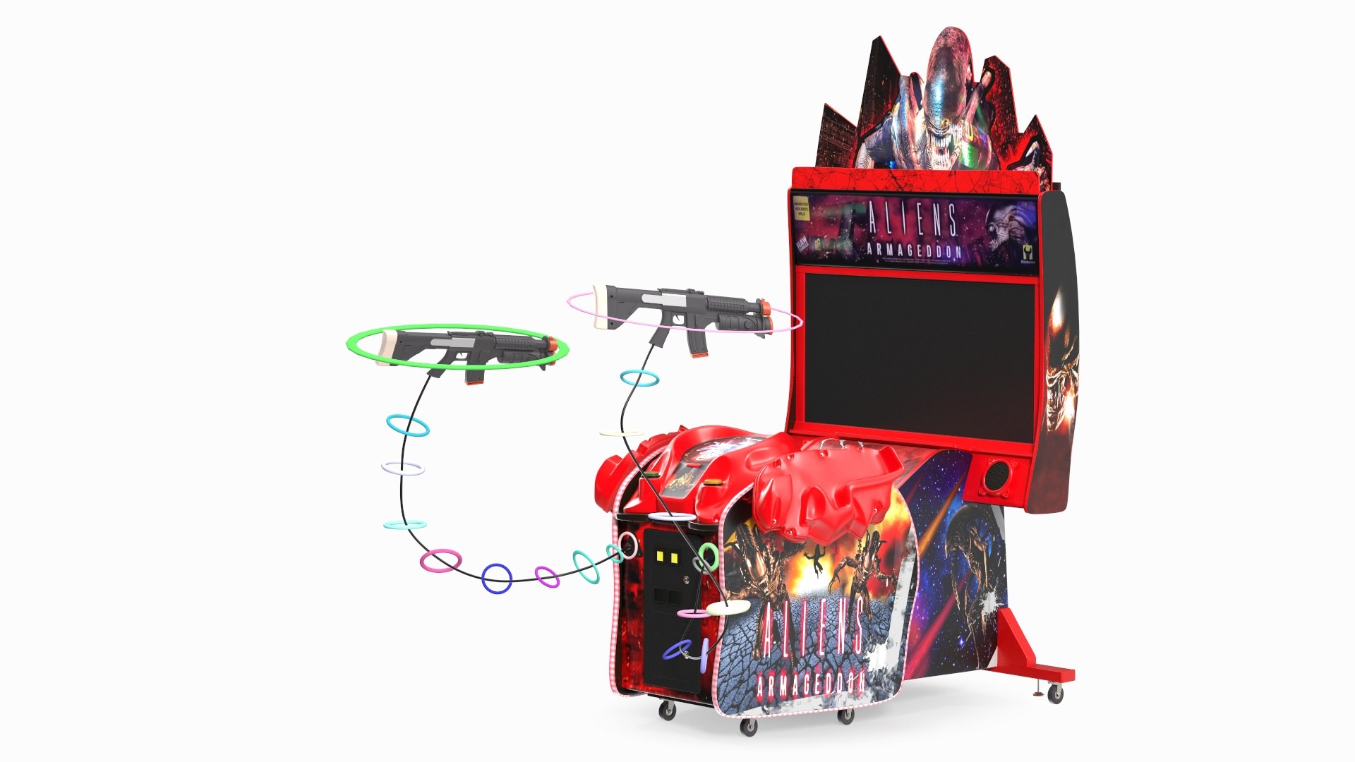Arcade Game Machine Aliens Armageddon Off State Rigged 3D Model ...