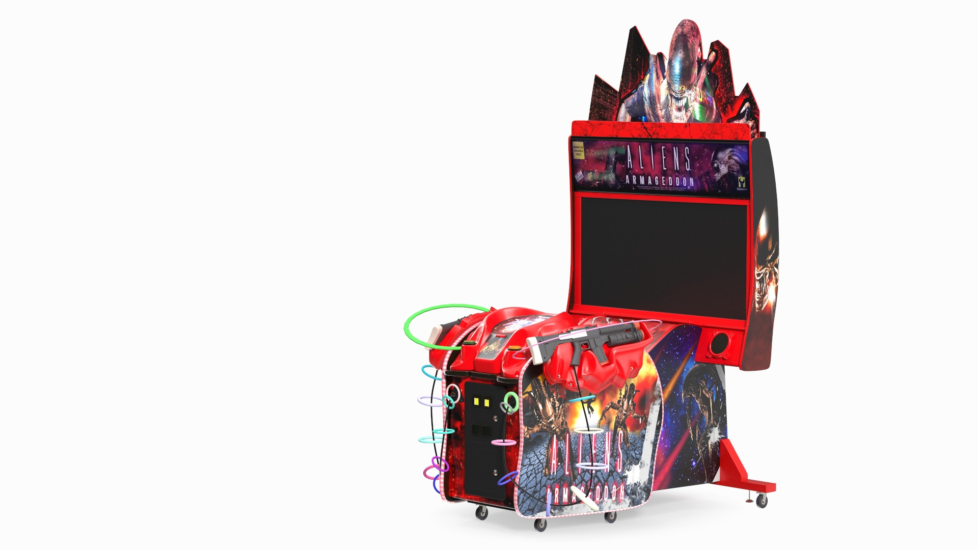 Arcade Game Machine Aliens Armageddon Off State Rigged 3D Model ...