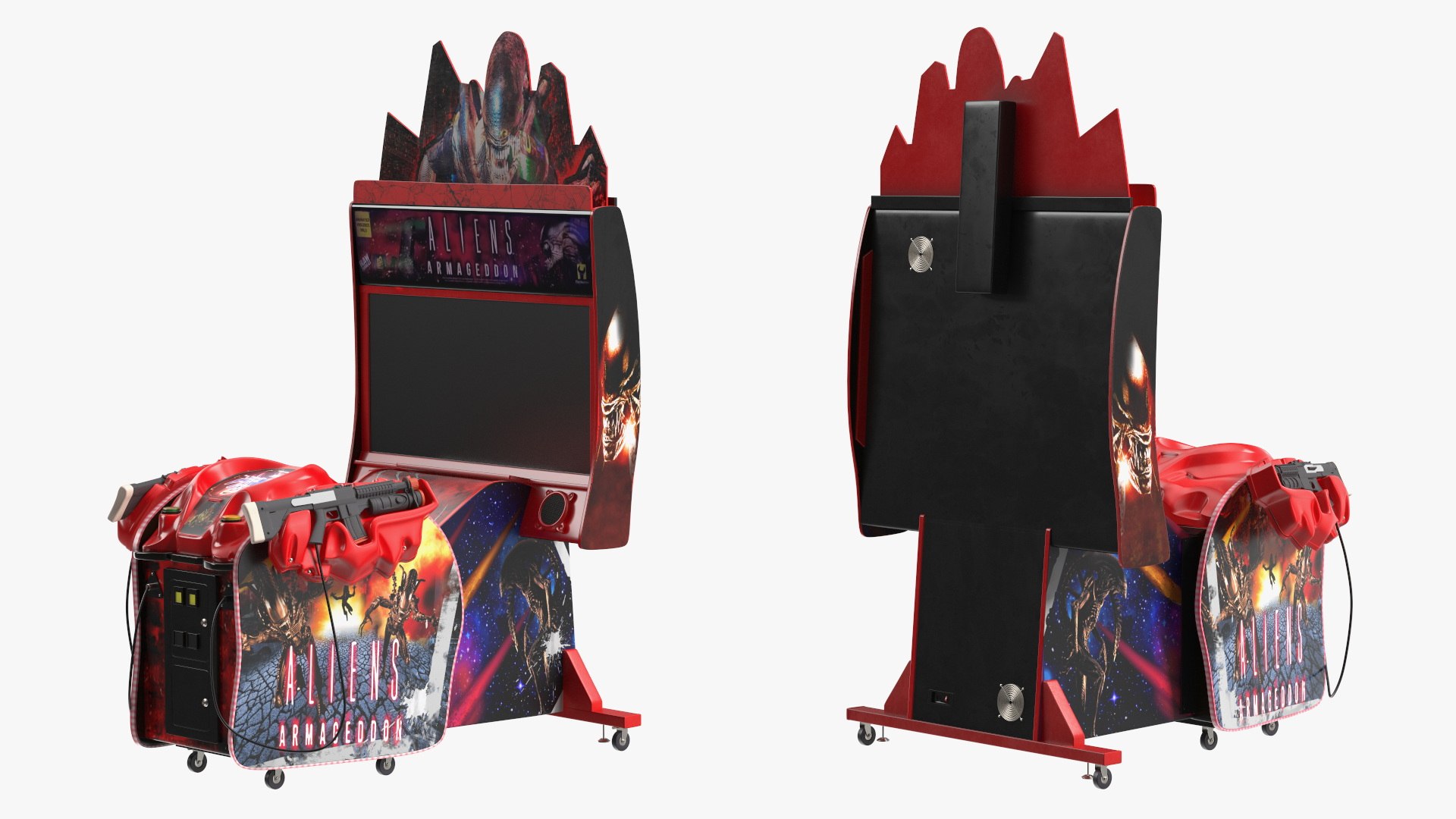 Arcade Game Machine Aliens Armageddon Off State Rigged 3D Model ...