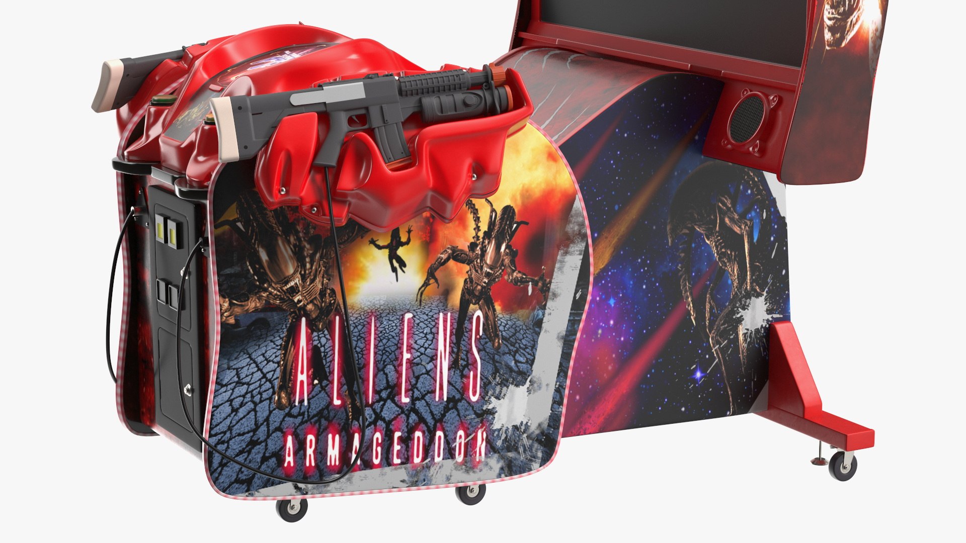 Arcade Game Machine Aliens Armageddon Off State Rigged 3D model ...