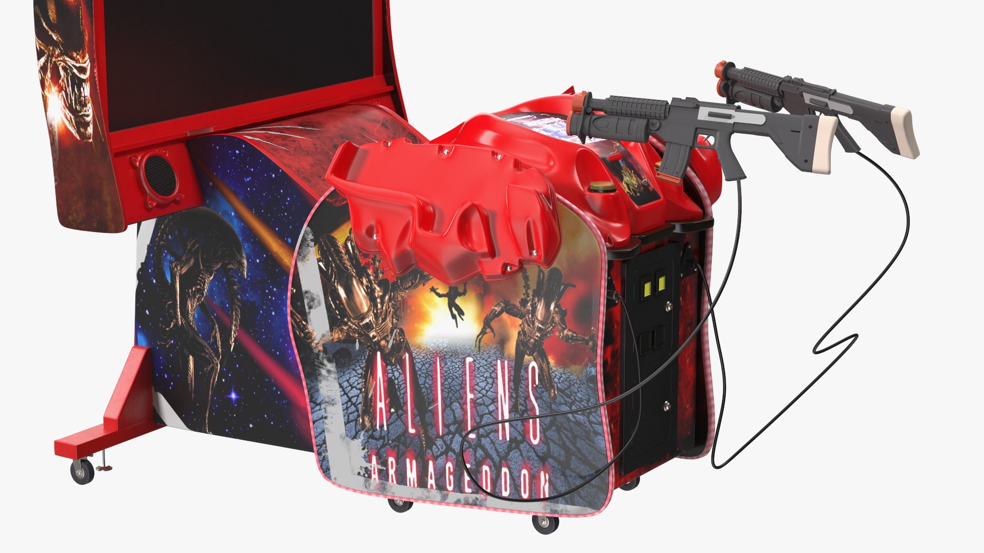 Arcade Game Machine Aliens Armageddon Off State Rigged 3D model ...