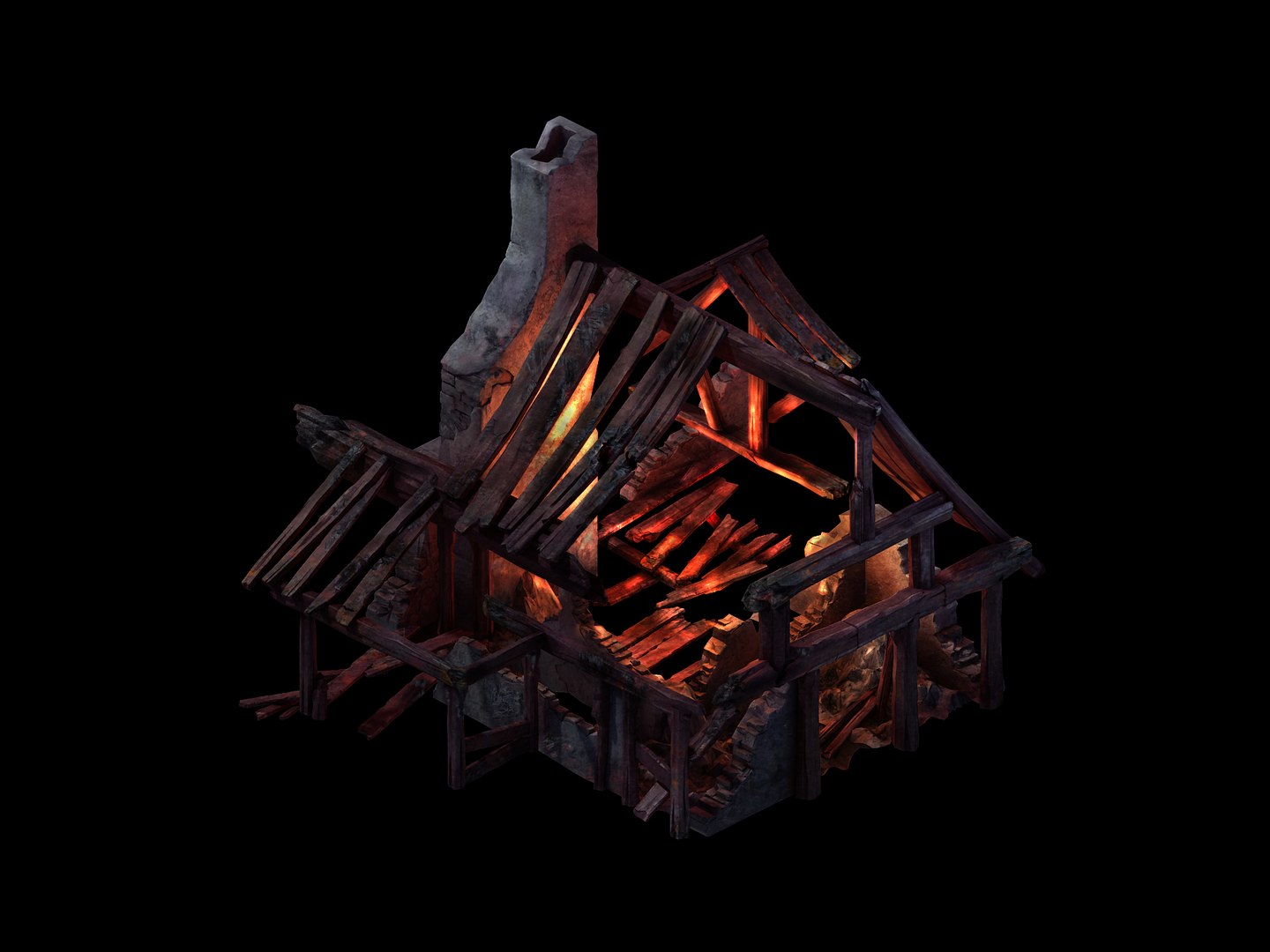 Burned Houses 02 3D - TurboSquid 1452418