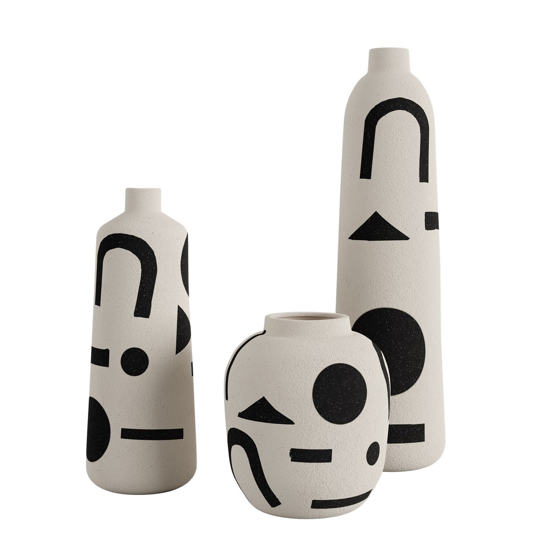 Set 3 Funky Vase 3D - TurboSquid 2307744