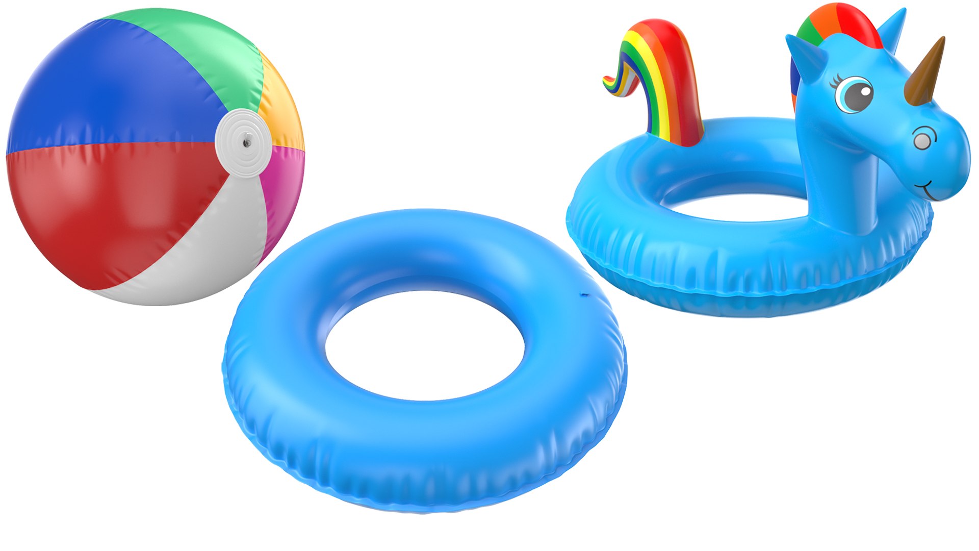 3D Three Detailed Inflatable Pool Toys model - TurboSquid 2078442