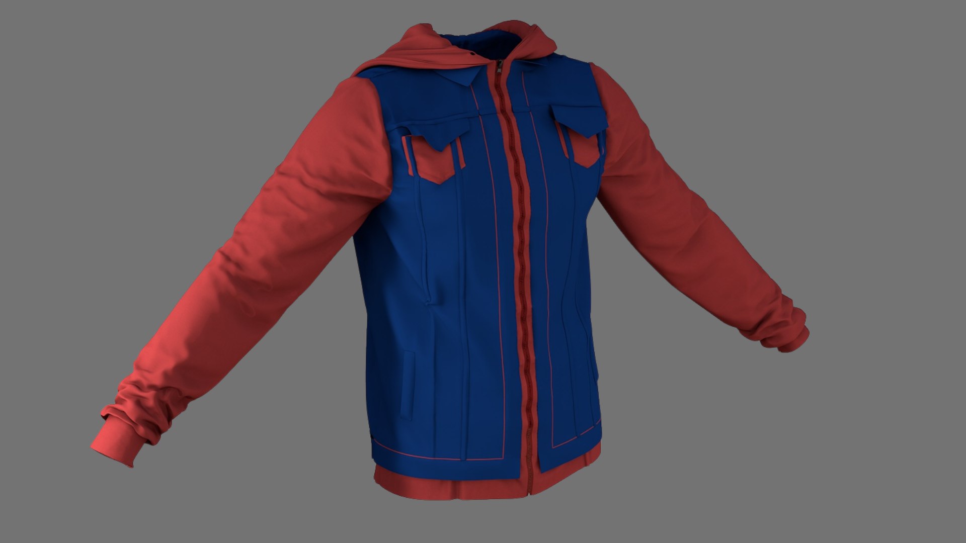 3D Mens Hoddie Dual Tone Model - TurboSquid 1813553