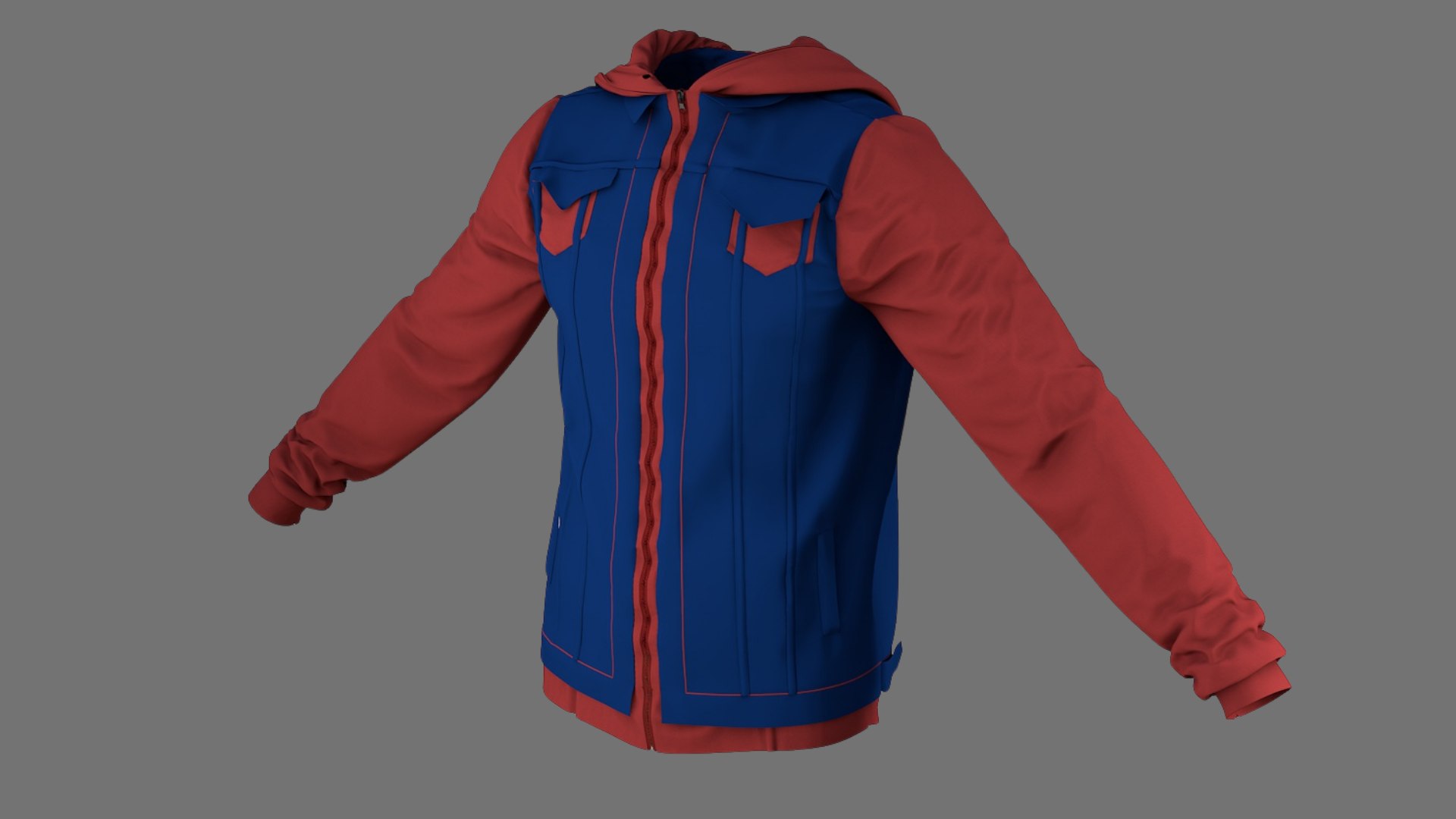 3D Mens Hoddie Dual Tone Model - TurboSquid 1813553