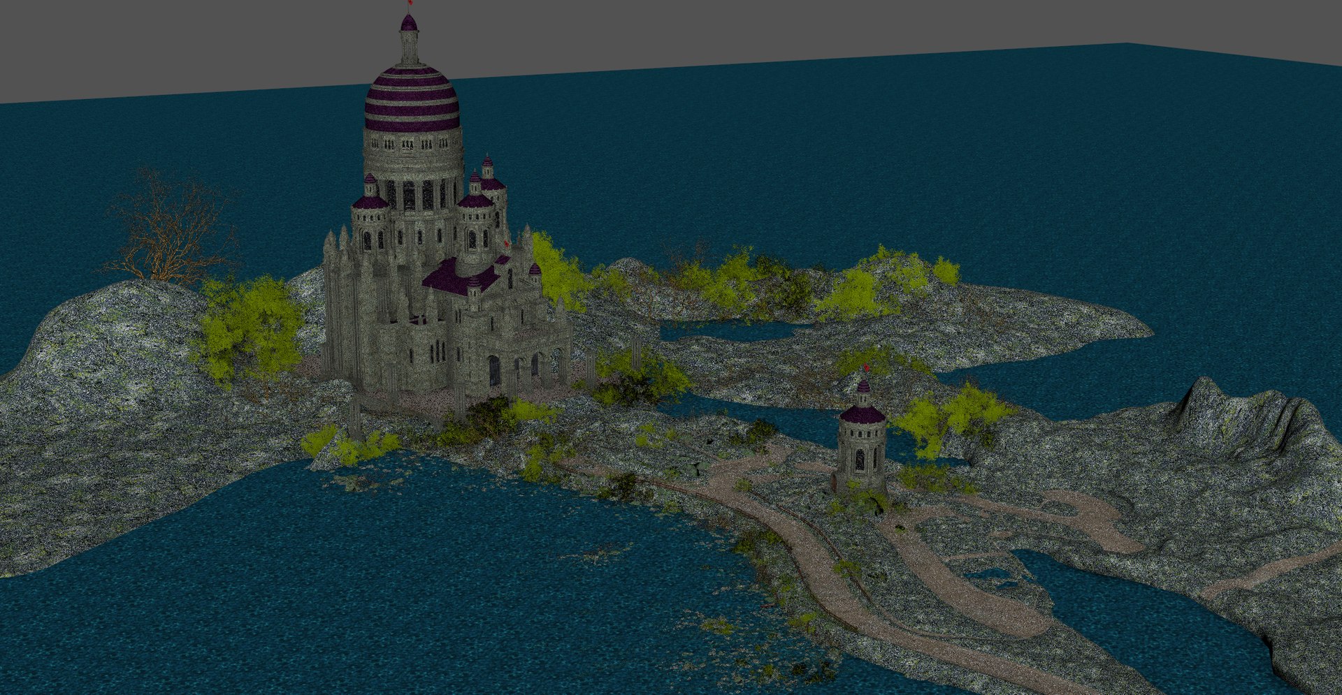 3D Fantasy Dome Castle Environment Model - TurboSquid 1834827