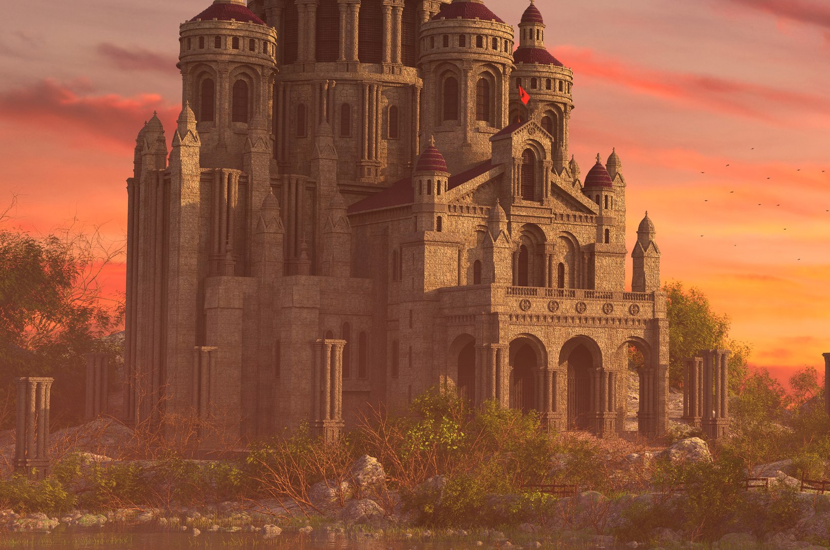 3D Fantasy Dome Castle Environment Model - TurboSquid 1834827