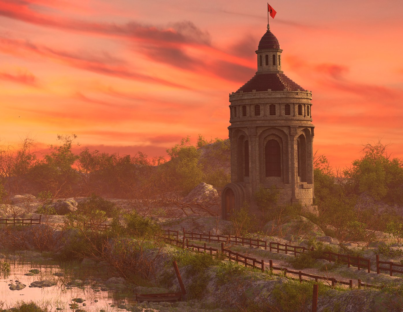 3D Fantasy Dome Castle Environment Model - TurboSquid 1834827