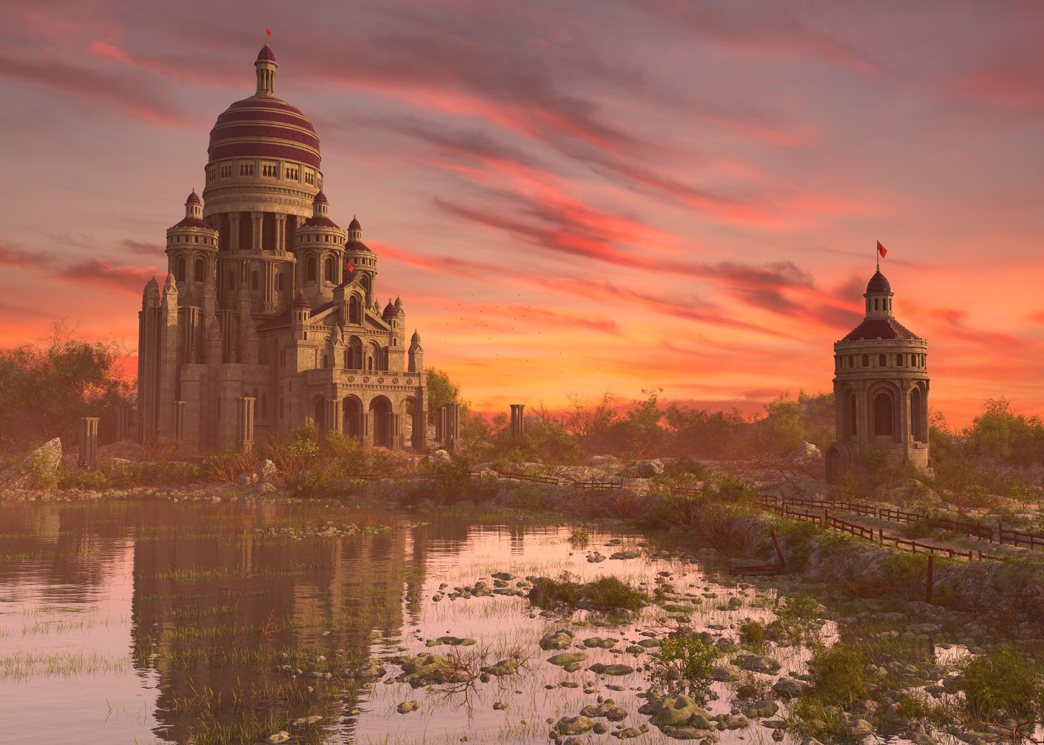 3D Fantasy Dome Castle Environment Model - TurboSquid 1834827