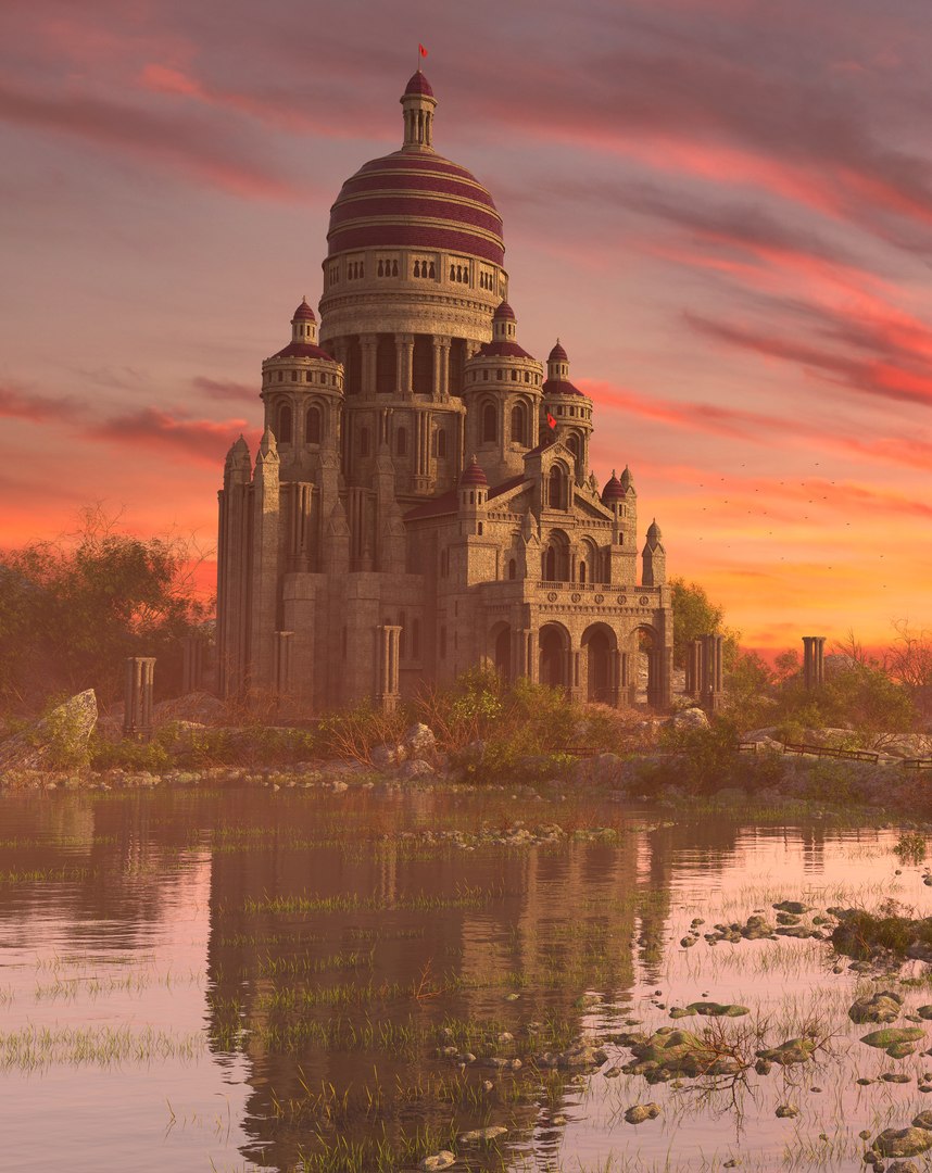 3D Fantasy Dome Castle Environment Model - TurboSquid 1834827