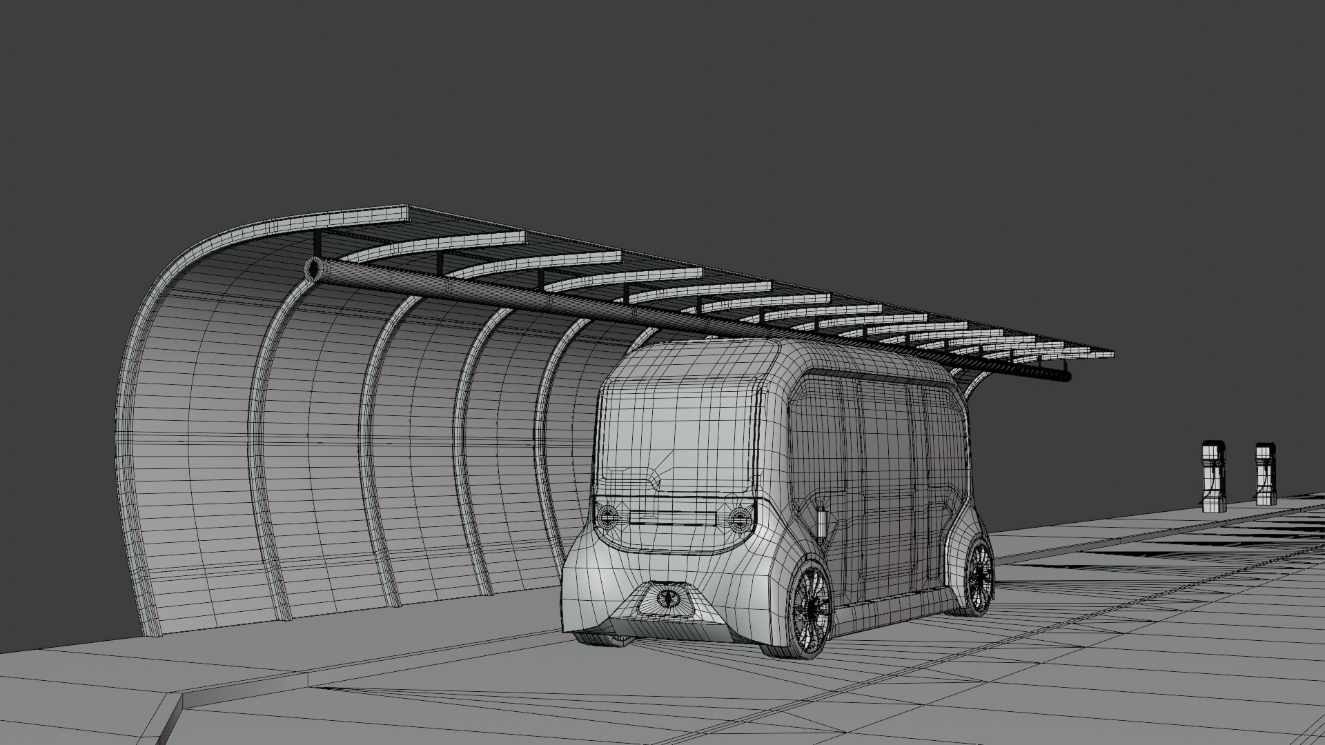 3D Model Bus Stop With Toyota E-Palette - TurboSquid 2193154