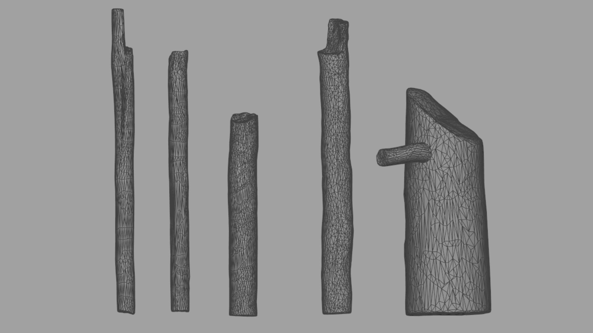 3D Stylized Wood Sticks Set Model - TurboSquid 2414714