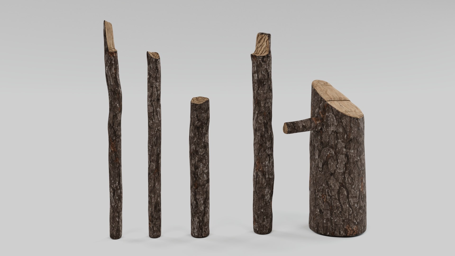 3D Stylized Wood Sticks Set Model - TurboSquid 2414714