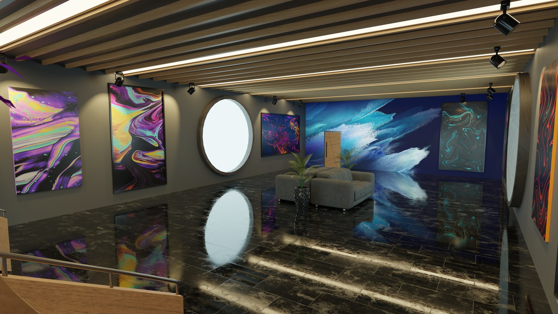 3D Art Gallery Interior VR Model - TurboSquid 1927151